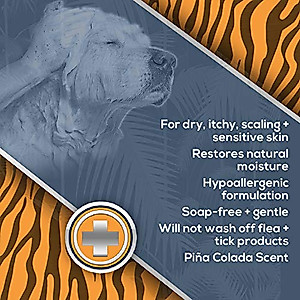 Jungle Pet Aloe Oatmeal Shampoo for Dogs - Sensitive Skin Dog Shampoo Oatmeal - Natural Dog Shampoo Sensitive Skin - Hypoallergenic Pina Colada Dog Oatmeal Shampoo - 12 oz