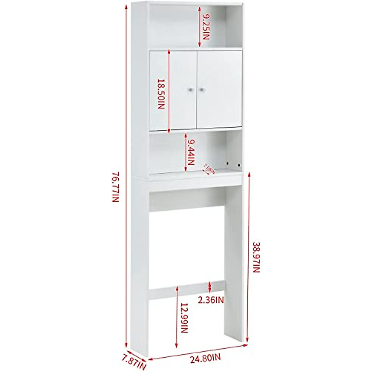 Cimlyfit Over The Toilet Storage Cabinet, 3-Tier Bathroom Space Saver, Bathroom Organizer Shelf Over Toilet, Freestanding Multifunctional Laundry Organizer Toilet Rack White