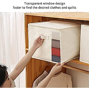 Vailando 3-Pack Large Canvas Comforter Storage Bags Closet Organizer for Clothes Sweater Clothes Organizer with Dual Zipper Three Carrying Handles for Blanket Closet Storage Container