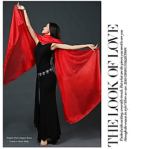 Nimiman Women 100% Real Silk Belly Dance Veils Dancing Hand Scarves Gradual Color Adult Size (Red)