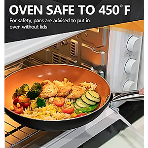 MICHELANGELO Small Frying Pan with Lid, 8 Inch Frying Pan Nonstick, Copper Frying Pan with Ceramic Coating, Small Nonstick Frying Pan, 8 Inch Copper Skillet with Lid, Small Fry Pan, 8 Inch Copper Pan