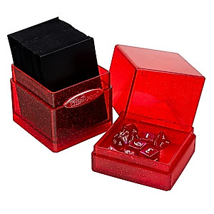 Ultra Pro - Satin Tower 100+ Standard Size Card Deck Box (Red Glitter) - Protect Your Gaming Cards, Sports Cards or Collectible Cards In Stylish Glitter Deck Box