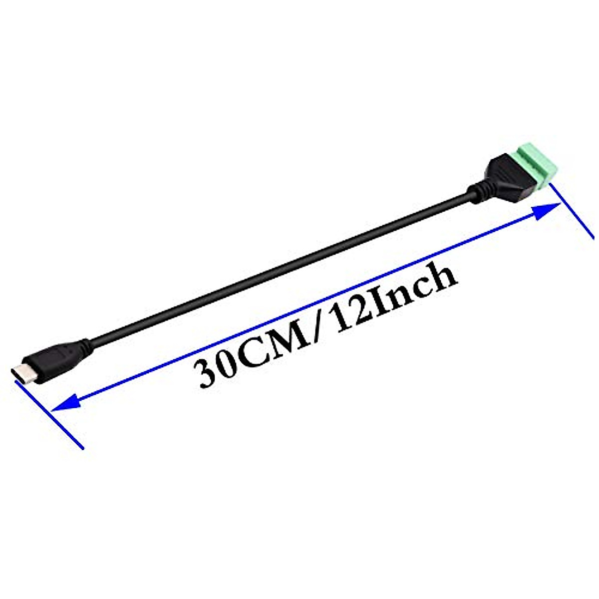 zdyCGTime Type C USB Screw Terminal Block Connector Cable 2.0 Type C USB Male Plug to 5 Pin Way Female Bolt Screw with Shield terminals Pluggable Type Adapter Connector Converter Cable（30CM2Pack Male