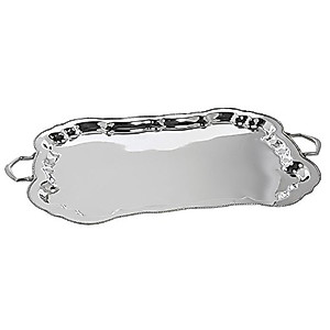 HUBERT® Serving Tray Stainless Steel Round with Beaded Edge - 27" L x 17 1/2" W x 1 1/2" H