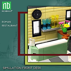 Nickbuild Street Roman Restaurant MOC Building Blocks Toy, Towns Series Kits, Collectible Play Model Set and Building City Toys for Kids and Teens (1186 PCS)