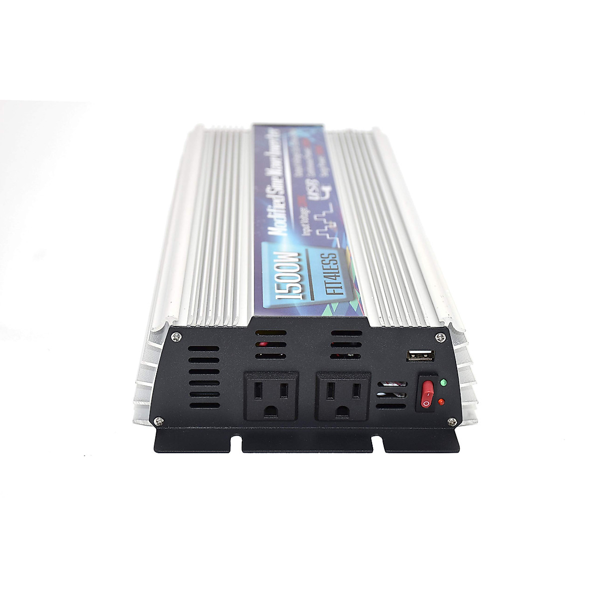 Power Inverter 1500W with Output Dual sockets. Input 12V or 24V and Output 110V 60Hz with DC5V 2000mA Output. (12V)