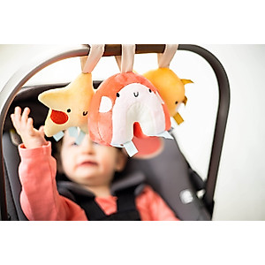Pearhead Rainbow Sun and Stars Stroller Toys, Plush Corduroy Baby Travel Car Seat Toy Set, Baby Hanging Interactive Toys, Gender-Neutral Baby Travel Accessories, Rainbow Sun Stars Set of 3