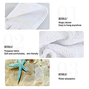 KOCOART Summer Starfish Seashell Hand Towels Beach Hanging Tie Towel with Loop 2PCS, Fingertip Dish Towel for Kitchen Bathroom Soft Super Absorbent Washcloth 12x17 in