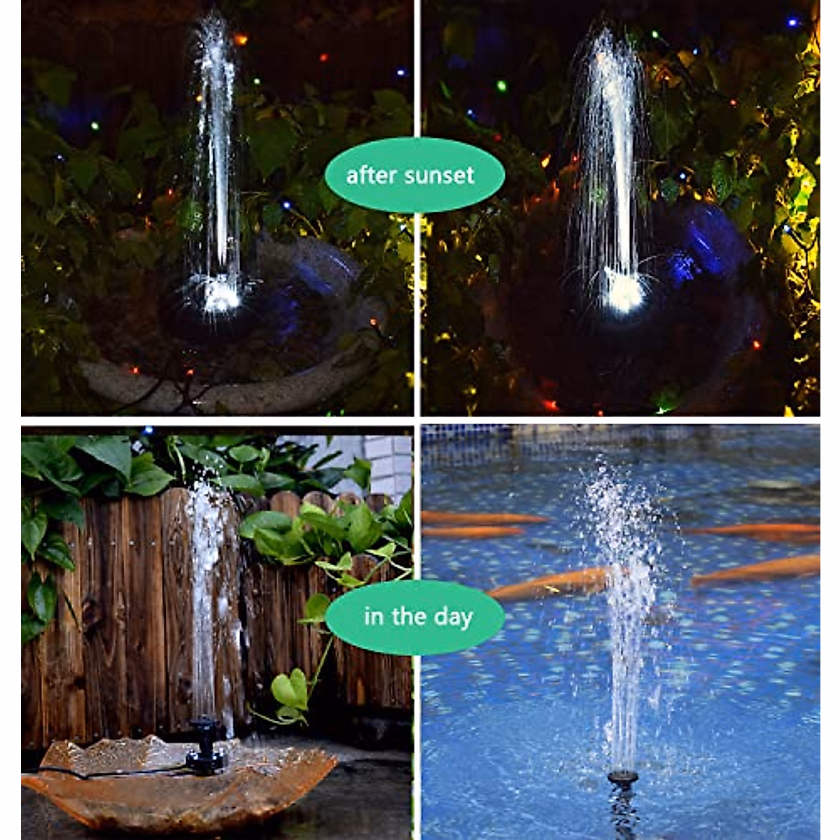 Lewisia 6W Solar Fountain Pump with Battery Backup for Patio Pool Koi Pond Bird Bath Garden Decoration Submersible Solar Powered Water Pump Kit