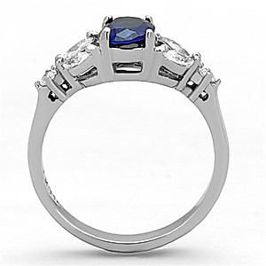 Marimor Jewelry 1.67 Carat Oval Cut Blue Montana Cubic Zirconia Stainless Steel Engagement Ring Women's Size 8