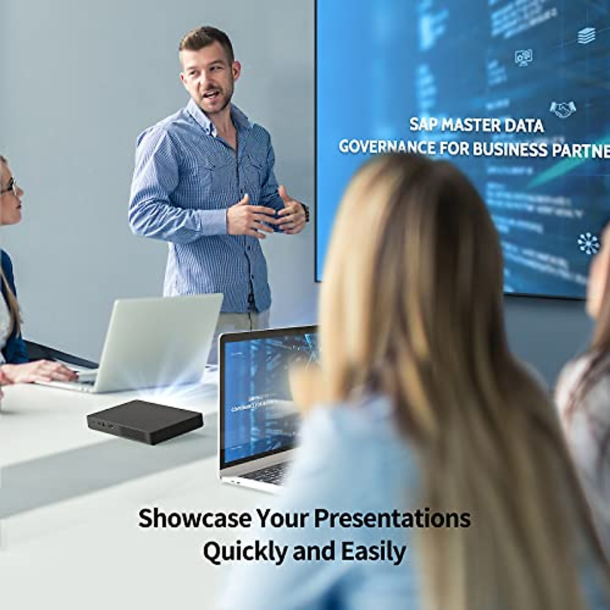 WEMAX Go Advanced Smart ALPD Laser Projector - Ultra Portable - 1080P 600 ANSI Lumens Projector and 50 inch ALR Ambient Light Rejecting Portable Projector Screen