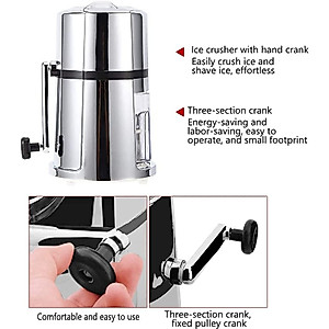 XKONG Manual Ice Crusher With，Ice Crusher ，Manual Rotary Ice Crusher，Crushes Ice to Your Desired Fineness ，Non-Slip Easy to Use Ice Crusher Hand Crank