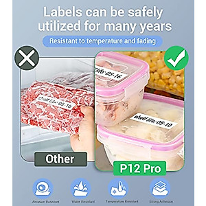 Phomemo Label Maker Machine with Tape P12 PRO Rechargeable Label Makers, Bluetooth Label Maker Compatible Different Font Color Text Label Maker Tape, Multiple Templates Available for Smartphone