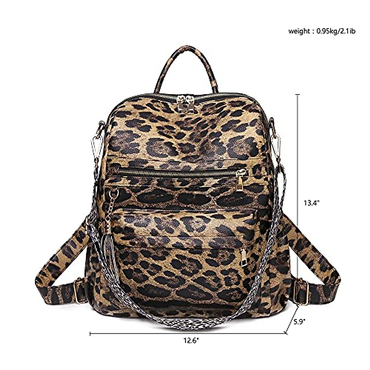 Blireana Backpack Purses Multipurpose Design Convertible Satchel Handbags,PU Leather Shoulder Bag with tassel School Bag for women,Light Gold Hardware(brown)