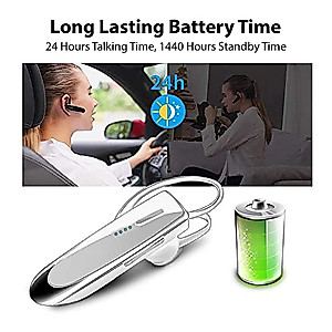 Tek Styz Headset Compatible with Samsung Galaxy Z Fold2 5G in Ear Bluetooth 5.0 Wireless Earpiece, IPX3 Waterproof, 24h Dual Microphones, Noise Reduction (White/Silver)