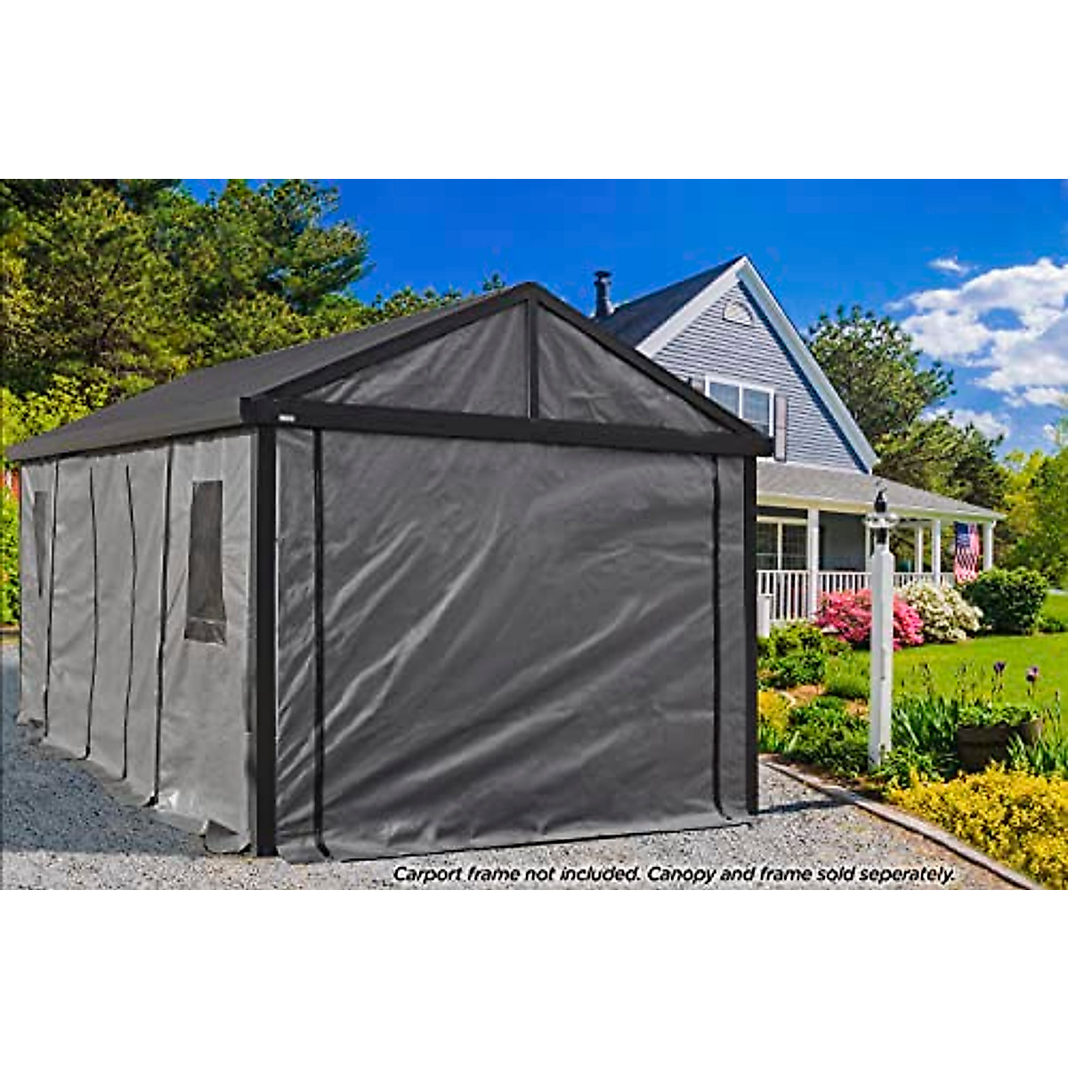Sojag 12' x 20' Samara Carport Canopy Fabric Wall Enclosure Kit, Grey (135-9165845)