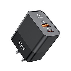 USB C Wall Charger,NITASA 30W Dual Port PD Fast Charger Adapter Block for iPhone 15/14 Pro/14 Pro Max/13 iPad,Super Fast Charger Block(25W PPS) Type C Charging for Samsung S23 S22 Pixel 7/7a 8 Pro