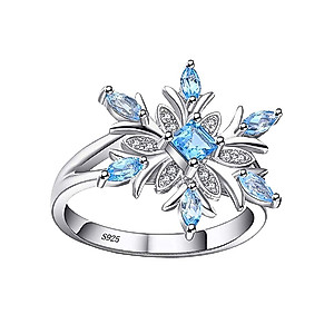 1X Women Jewellery Ring Silver Christmas Snowflake Blue Crystal Wedding Party Thumb Knuckle Ring Love Gift Size 8 Durable and Useful Deft and Fashion