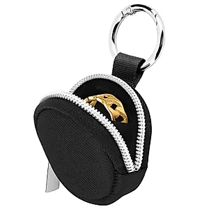 Portable Ring Organizer Case with Keychain, Traveling Ring Holder Storage Bag, Anti-Lost Keychain Container for Rings, Jewelry (1, Black)