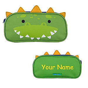 Stephen Joseph Personalized Dinosaur Dino Pencil Pouch Zippered Supply Case for Back to School with Custom Name