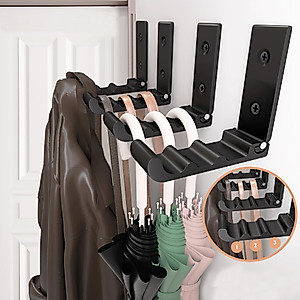 OHIYO Folding Hooks, 6 Pack Wall Hooks for Hanging Heavy Duty, Black Wall Hooks for Hanging Coats, Towel, Hangers, Hat, Backpacks, Bag Hooks for Wall, Wave Folding Hooks