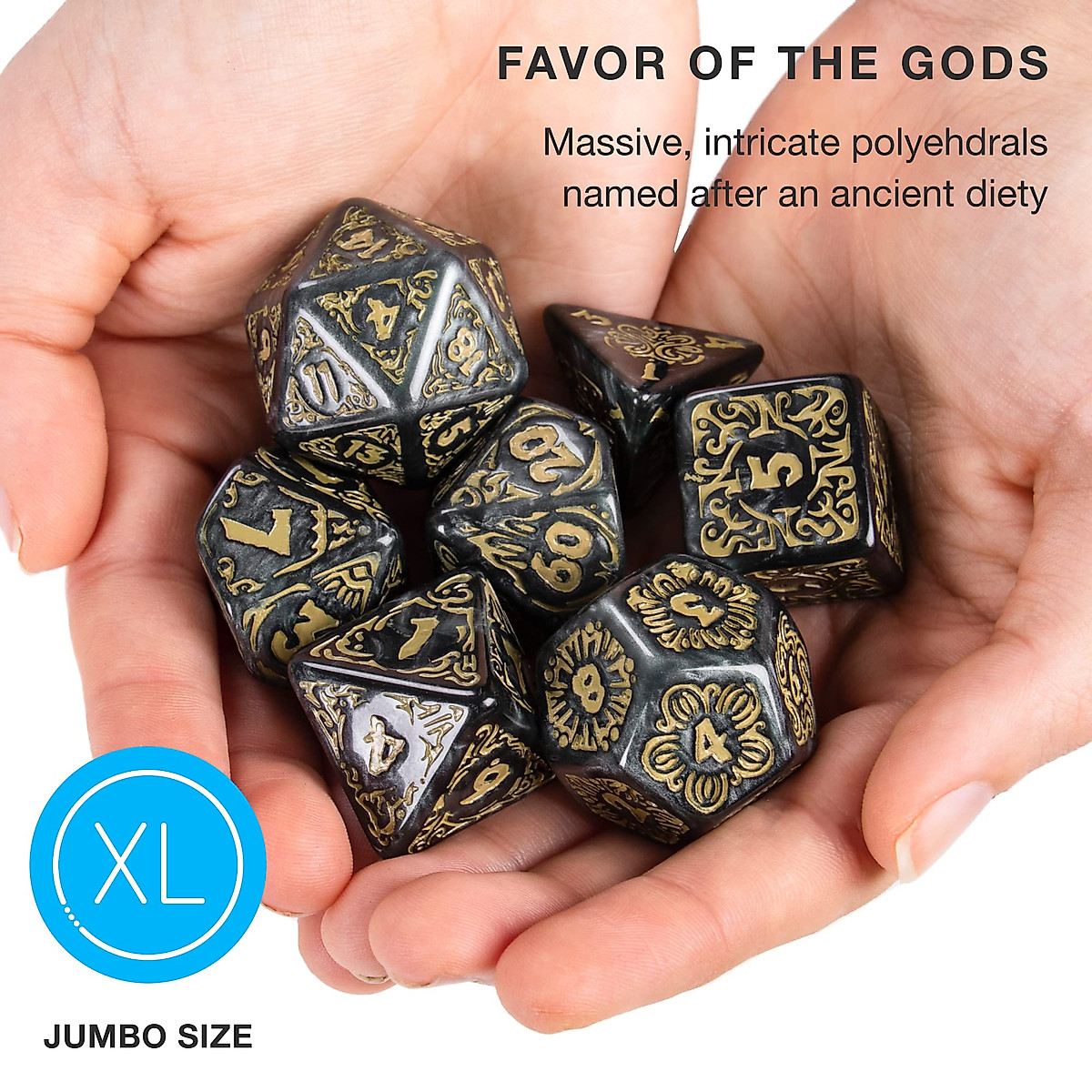 Wiz Dice Titan Dice - Polyhedral Large Dice Set for Tabletop RPG Adventure Games with a Wooden Dice Box - DND Jumbo Dice Set, Suitable for Dungeons and Dragons Dungeon Master