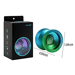 Professional Responsive Yoyo, Aluminum Yo Yo for Kids Beginner, Replacement Unresponsive Ball Bearing for Advanced Yoyo Players + 1 Glove + 5 Yoyo Strings (Blue-Green)