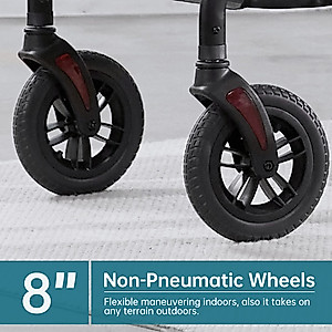 ELENKER All-Terrain Rollator Walker with 8” Non-Pneumatic Wheels, Sponge Padded Seat and Backrest, Fully Adjustment Frame for Seniors, Orange