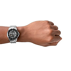 Fossil Men's FB-01 Automatic Stainless Steel Three-Hand Watch, Color: Silver/Black (Model: ME3190)