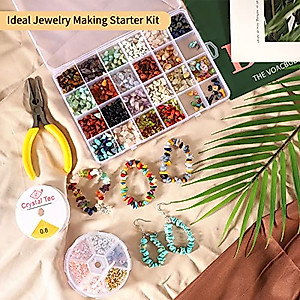 Crystal Beads for Jewelry Making, 2800PCS Natural Crystal Bead Gemstone Chip Beads for Earring Ring Making Kit with Spacer Beads Earring Hooks Pendants Charms Wire String for DIY Bracelets Beading Kit