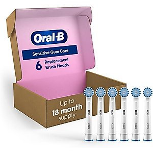 Oral-B Sensitive Gum Care Replacement Brush Heads for an Oral-B Electric Toothbrush, Pack of 6