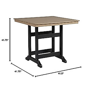 Signature Design by Ashley Outdoor Fairen Trail HDPE Patio Counter Table with Umbrella Hole, Black