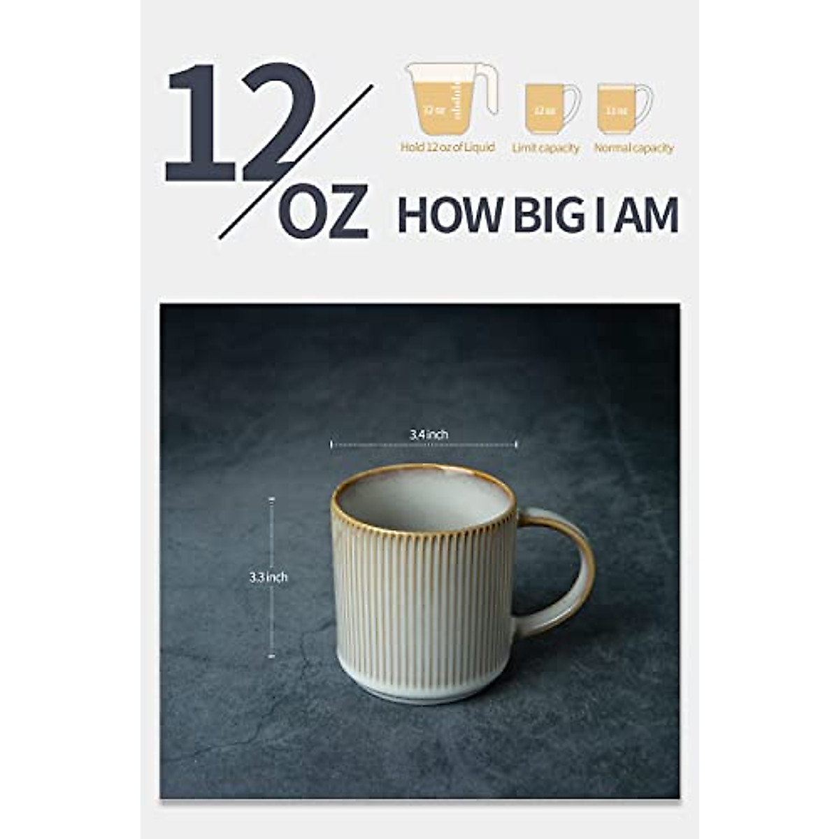 famiware 4 Pieces Coffee Mug, 12 oz Catering Mugs with Handle for Coffee, Tea, Cocoa, Milk, Cappuccino White