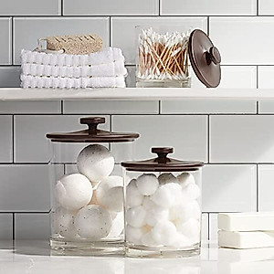 mDesign Small Modern Apothecary Storage Organizer Canister Jars - Acrylic Containers for Bathroom, Organization Holder for Vanity, Counter, Makeup Table, Lumiere Collection, 2 Pack, Clear/Bronze