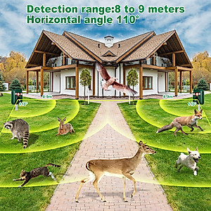 VEGFEST Ultrasonic Animal Repeller Outdoor Solar Repellent Cat Repellent. with Flashing LED Lights,Siren Expelled Cats, Dogs, Raccoons, Deer, Birds, Skunks, Squirrels, Rabbits, Foxes.(2-Pack), Green