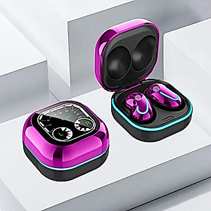 Goodliest Portable Wireless Earphones Waterproof Noise Cancelling LED Indicator Bluetooth Headphones Compatible with Smart Phones Purple