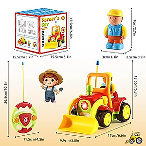 LOVE LIFE Cartoon RC Construction Car with Lights and Music Electric Radio Control Toy Remote Control Car for Babies Kids Toddlers Boys Girls