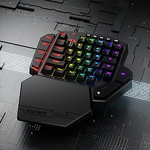 Redragon K585 PRO Wireless One-Handed Mechanical Keyboard, 42 Keys 3-Mode RGB 40% Gaming Keypad w/ 7 Onboard Macro Keys, Detachable Wrist Support, Rechargeable Battery (Blue Switch)