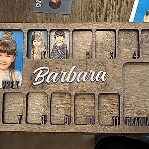 Handance Pre K to 12 Graduation School Photo Frame, Personalized Grade School Picture Frame Name Custom School Years Wood Photo Frame Gift