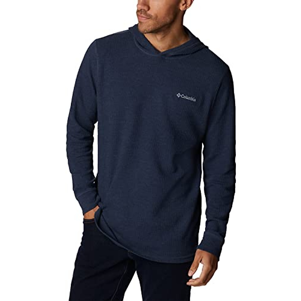 Columbia Men's Pine Peak Waffle Hoodie, Collegiate Navy Heather, Medium