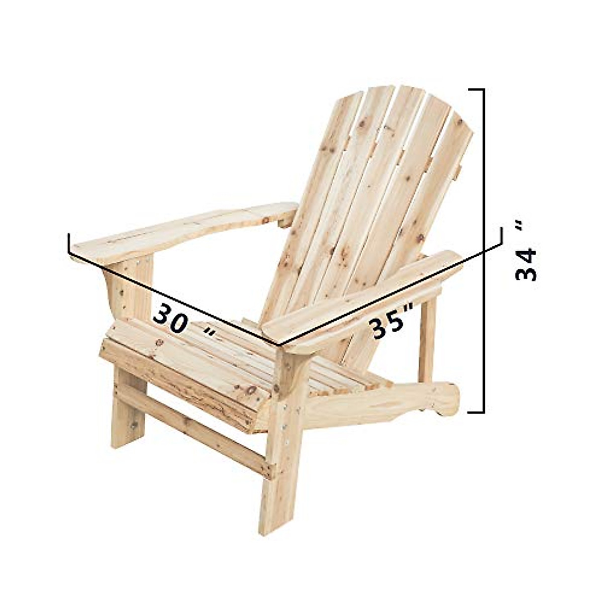 PatioFestival Wood Adirondack Lounger Chair,Outdoor Fir Unpainted Wooden Chairs,Accent Furniture for Yard,Patio,Garden,Lawn w/Natural Finish (Adirondack Chair)