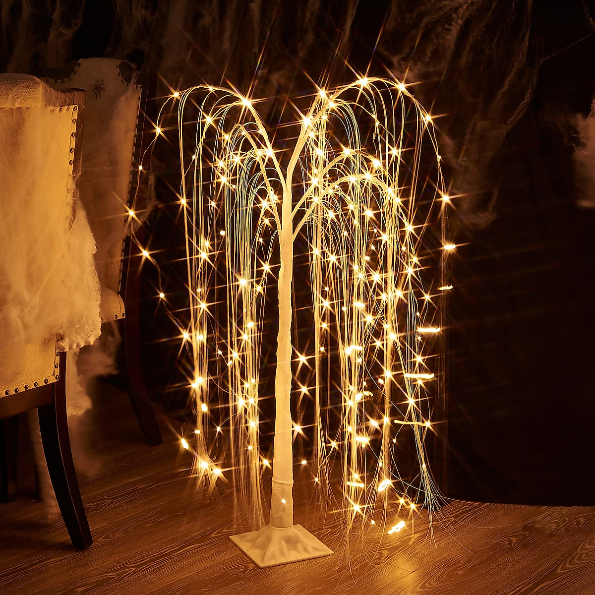 Vanthylit 4FT 180LED White Willow Tree Light with Fairy Lights Warm White for Christmas Deacorations Party Indoor and Outdoor Decor