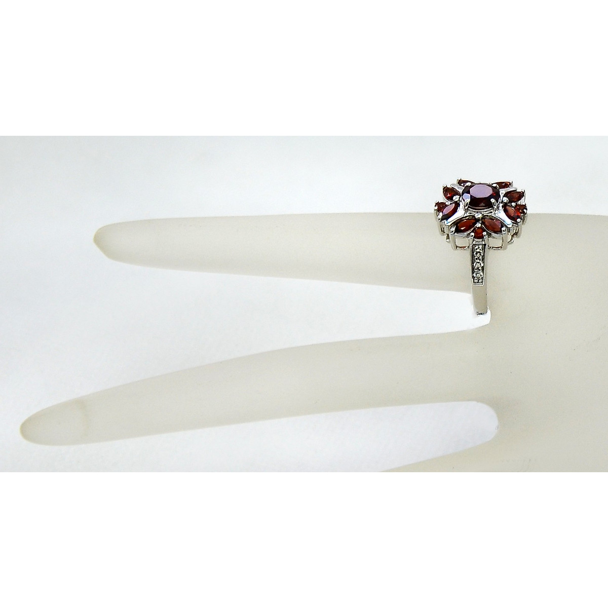 RB Gems Sterling Silver 925 Ring GENUINE GEMSTONE 3 Cts Flower Ring with Rhodium-Plated Finish (11, garnet)