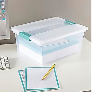 Sterilite Deep Clear Plastic Stackable Storage Container Bin Box Tote with Clear Latching Lid Organizing Solution for Home & Classroom, 16 Pack