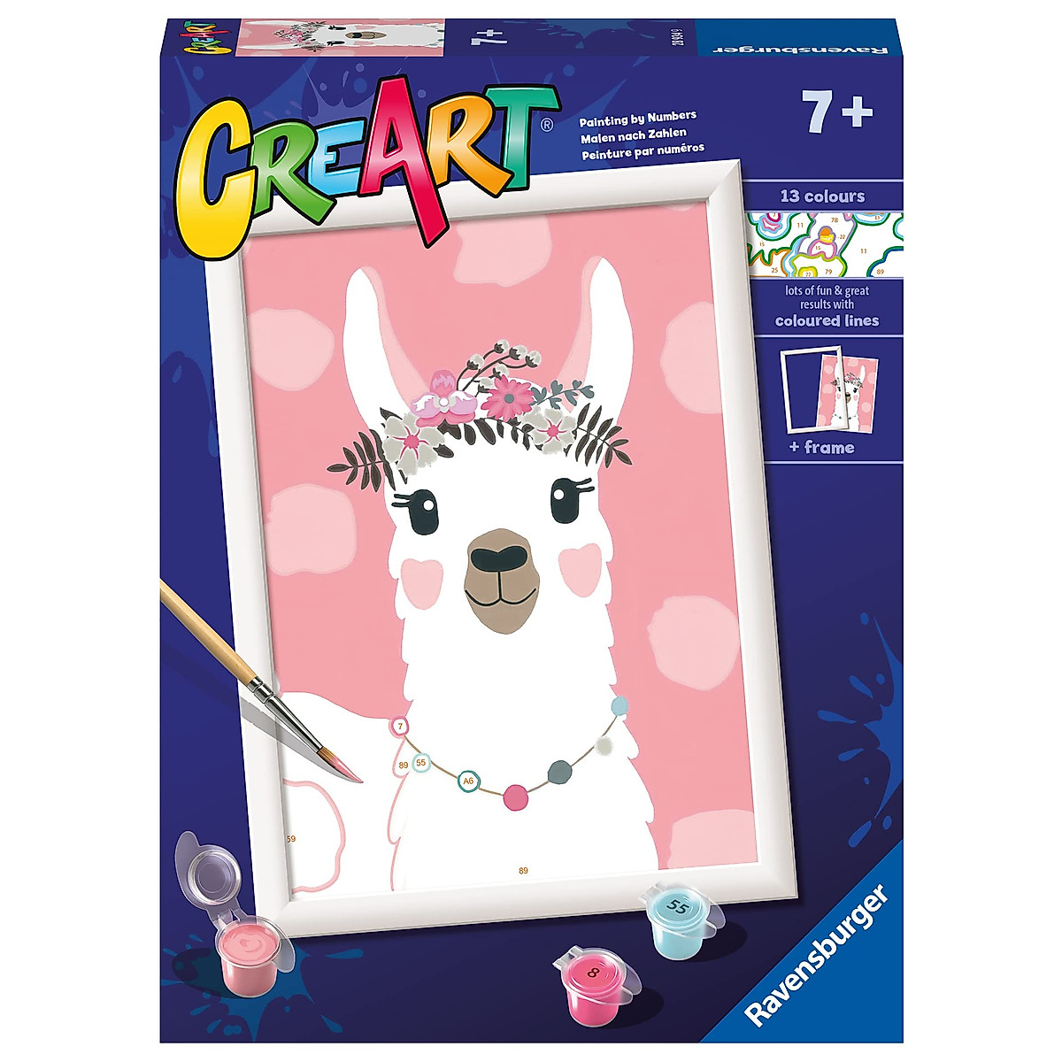 Ravensburger CreArt No Drama Llama Paint by Numbers Kit for Kids - Painting Arts and Crafts for Ages 7 and Up
