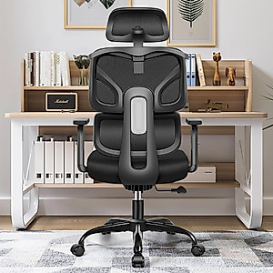 Office Chair Ergonomic Desk Chair, High Back Gaming Chair, Big and Tall Reclining Chair Breathable Mesh Comfy Home Office Desk Chair Lumbar Support Computer Chair Adjustable Arms, 3D Headrest (Black)