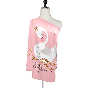 Sweet Princess Swan Baby Car Seat Cover for Boys Girls,Stretchy Infant Car Canopy,Snug Warm Breathable,Breastfeeding Covers,Nursing Scarf,Baby Shower