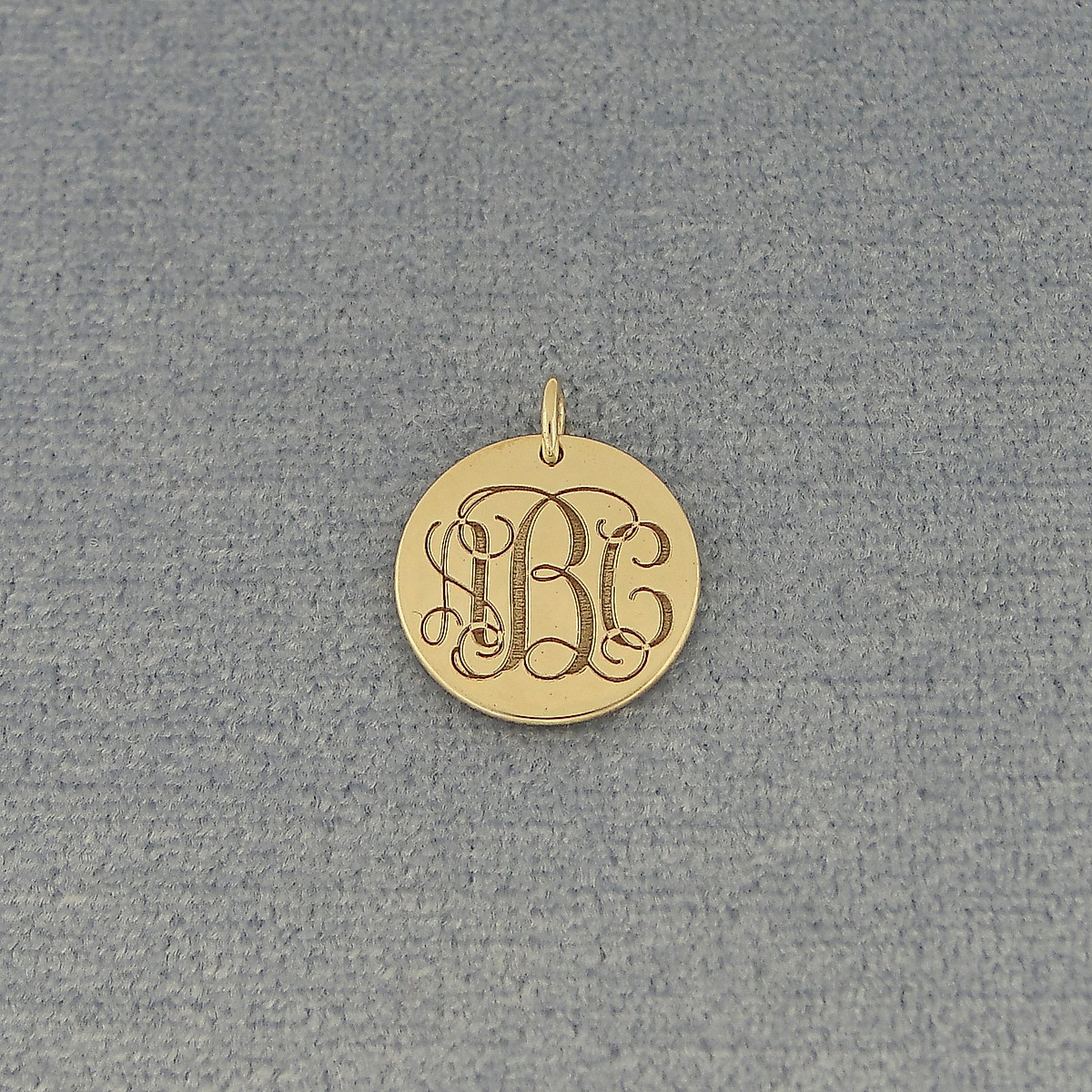 Soul Jewelry 3 Initials Monogram Charm Pendant Solid 10K Gold 1/2 Inch Dainty Small Round Disc Deep Laser Engraving GC06 (0)