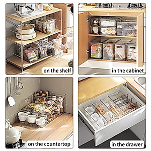 Wonlooker 3 Pack Refrigerator Organizer Bins with Pull-out Drawer, Stackable Fridge Drawer Organizer Set with Handle, Clear Plastic Food Storage Containers for Freezer, Cabinet, Kitchen, Pantry