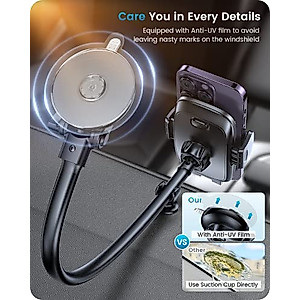 APPS2Car Cell Phone Holder Car Windshield/Dashboard/Window Car Phone Holder Mount Strong Suction Cup Heavy Duty Truck Phone Mount for iPhone Samsung All Cellphones, Thick Case & Big Phone Friendly